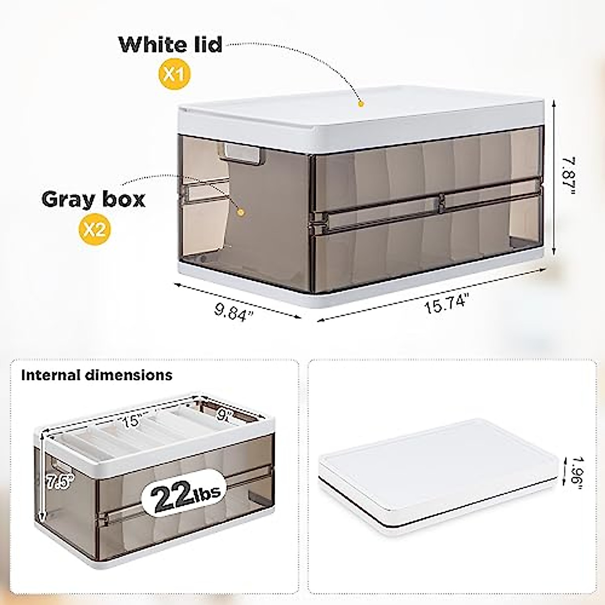 Homde Wardrobe Clothes Organizer for Jeans, 3 Pack Stackable Foldable Closet Drawer Organizer Storage Box Bin for Sweater, Bra, Underwear, T-shirts, Socks, with Cover and Handle, Plastic