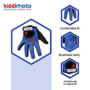 Kiddimoto Kids Cycling Gloves| Anti-Slip Kids Bike Gloves for Boys and Girls| Full Finger Kids Mountain Bike Gloves for BMX, MTB Riding, Gymnastics, Scooters, Skateboard, Rollerblade.