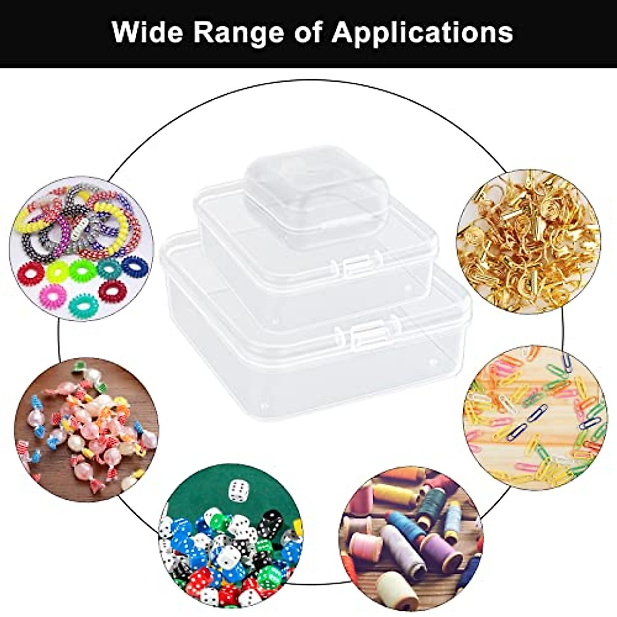 15Pcs Small Clear Plastic Storage Containers with Lids, Empty Mini Plastic Rectangular Storage Box, Beads Storage Box with Hinged Lid for Craft Projects, Jewelry, Tools, Hardware, Small Items, Mix Siz
