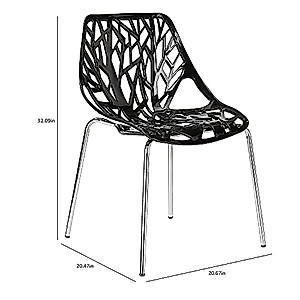 CangLong Modern Mid Century Plastic Shell Hollow Matal Legs Dining Chairs, set of 4, Black