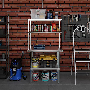 24" x 36" Stainless Steel Work Table with 18" Wide Double Tier Overshelf | Metal Kitchen Prep Table & Shelving Combo