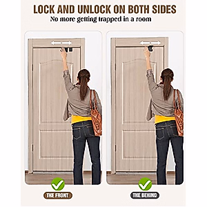 Child Proof Door Lock,Top Door Locks for Kids Safety,Front Door Child Safety Lock Made of Metal,Prevent Toddlers,Autistic Child,Pets & Dementia from Going Out,for Bedroom or Pantry(Black,2 Pack)