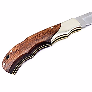 Herbertz Classic Gentleman Edition Pocket Folding Knife: Handcrafted Cocobolo Wood, Nickel Silver and Brass Handle, 440 Steel Super Blade, Germany Brand, Collectible for Outdoor Everyday Carry