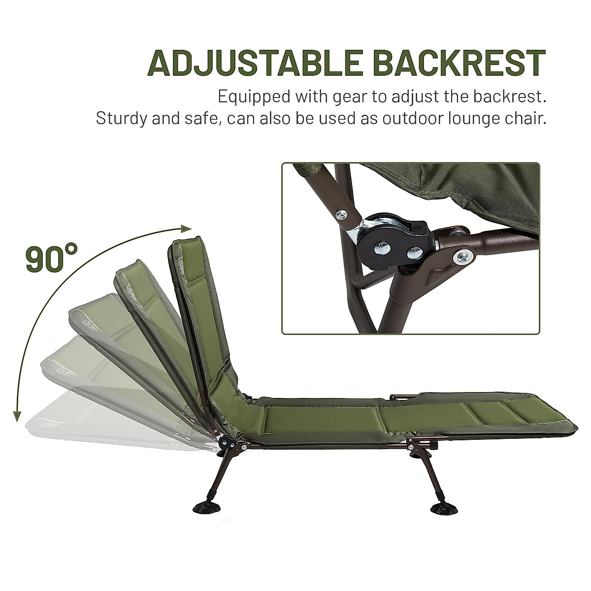 TIMBER RIDGE Folding Camping Cot, Heavy Duty Cot with Comfortable Pad, Portable Travel Camp Cots for Home or Outdoor, Supports 300 LBS, Green