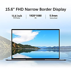 VGKE F15 Windows 11 Laptop with Fingerprint Reader, 15.6" Full HD 1920*1080 IPS, Intel Celeron N5100 Processor Quad-Core, 12GB RAM LPDDR4, 256GB SSD, Full Size Backlit Keyboard