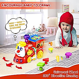 Baby Toys 12-18 Months Musical Train Kids Toys for 1 2 3 4+ Year Old Boys Girls Gifts,Early Education Learning Toy with Fruit Block/Music/Light/ for 6 to 12 Months Toddler Christmas Birthday Gifts