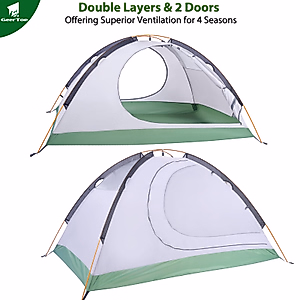 GEERTOP 2 Person Backpacking Tent 4 Season Double Layer Lightweight Waterproof Cold Weather Tent for Camping,Hunting, Hiking, Climbing, Outdoor Travel - Easy Set Up