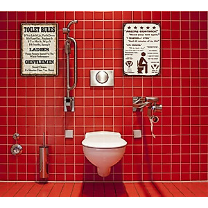 Funny Toilet Rules Warning Sign Metal Tin sign Retro Funy Bathroom Decor for Bar Cafe Pub Home 8x12 Inch
