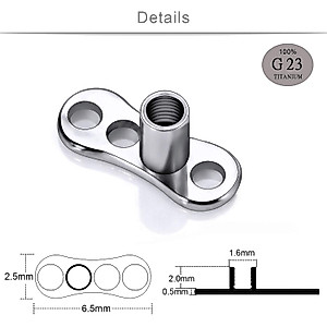 SCERRING 14G Dermal Piercing Jewelry Anchor Tops and Base Titanium Microdermals Piercing for Women Men Opal CZ Ball 2mm 14PCS