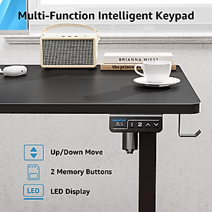 MOUNTUP Electric Height Adjustable Standing Desk, 48 x 24 Inches Sit Stand Desk with Memory Controller, Ergonomic Stand Up Desk for Home Office with Splice Board, Black