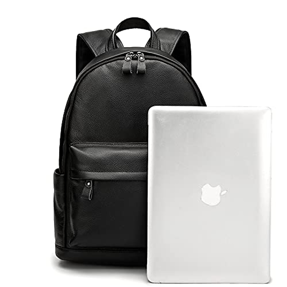 CPJ Genuine Leather Backpack Fits 15.6" Laptop Casual Daypack Schoolbag for Boys & Girls