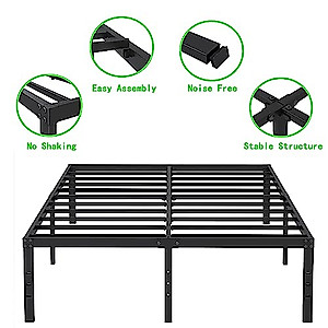 Cieemine 18 Inch Full Size Metal Bed Frame, Heavy Duty Steel Slat Mattress Foundation,No Box Spring Needed, Easy Assembly, Noise-Free,Black