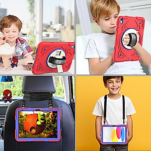 AVAWO Kids Case for iPad 10th Generation 10.9 Inch 2022, iPad 10.9 Cover, [Tempered Glass Film] [Shoulder Strap] [360°Rotating] Kickstand Shockproof Kids Child Case for iPad 10th Gen 10.9" 2022, Red