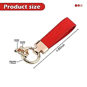 GKmow 1 PC Car Key Fob, Leather Suede Horseshoe Pendant, Unisex Car Key Fob Holder Decoration (Red & Gold)