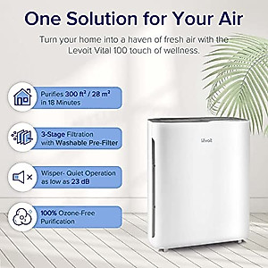 LEVOIT Air Purifier, 2 Pack, White & Air Purifiers for Home Large Room, H13 True HEPA Filter Cleaner with Washable Filter, Vital 100, White
