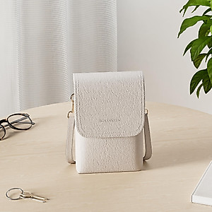 BOSTANTEN Vegan Leather Small Crossbody Bags for Women Designer Cell Phone Bag Wallet Purses Adjustable Strap Retro Grey