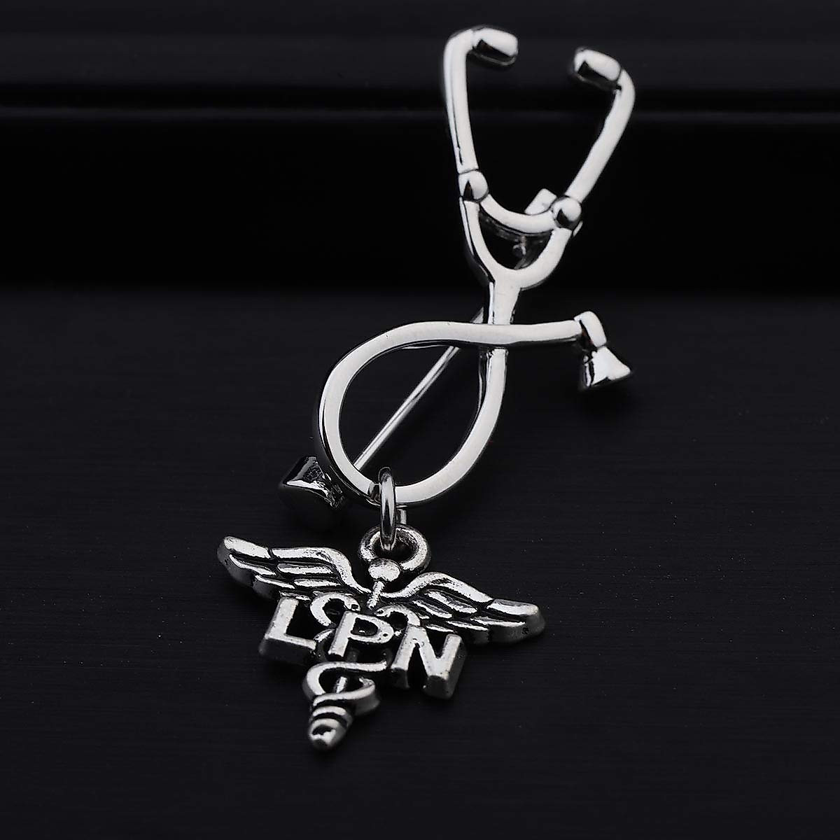 Medical Stethoscope Brooch Pins for Doctor Nurse Medical Students Medical Caduceus Gift For RN,PA,MA,LPN,LVP,NP,Vet (Copper LPN Brooch)