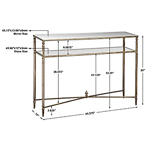 Uttermost Henzler Glass and Gold Leaf Console Table