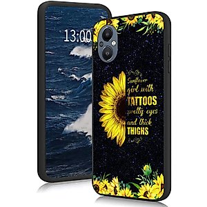 BREIDMKFM Case for OnePlus Nord N20 5G, for OnePlus Nord N20 5G Phone Case, Slim Lightweight Shockproof Soft Protective TPU Case Cover Fit for 1+ Nord N20 5G, Sunflower Girl with Tattoos
