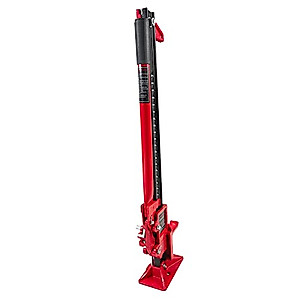 AoKuElec Heavy Duty Farm Jack 33 inch, High Lift Ratcheting Off Road Utility Jack with Wide Base, Cast and Steel, Stand 6000 lbs/3 Tons Capacity Red