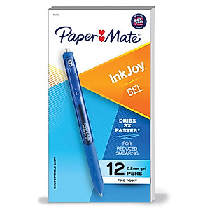 Paper Mate InkJoy Gel Pen, Fine Point, Dark Blue, Box of 12 (1951722)