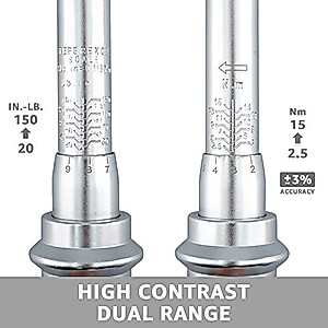 Amazon Basics 1/4-Inch Drive Click Torque Wrench - 20-150 inch-lb, 2.5-15 Nm