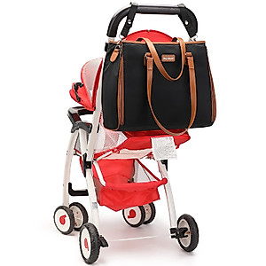 Diaper Bag Tote Baby Bags for Mom, Side Open Design Diaper Handbag Waterproof Travel Diaper Tote Purse with Stroller Hook