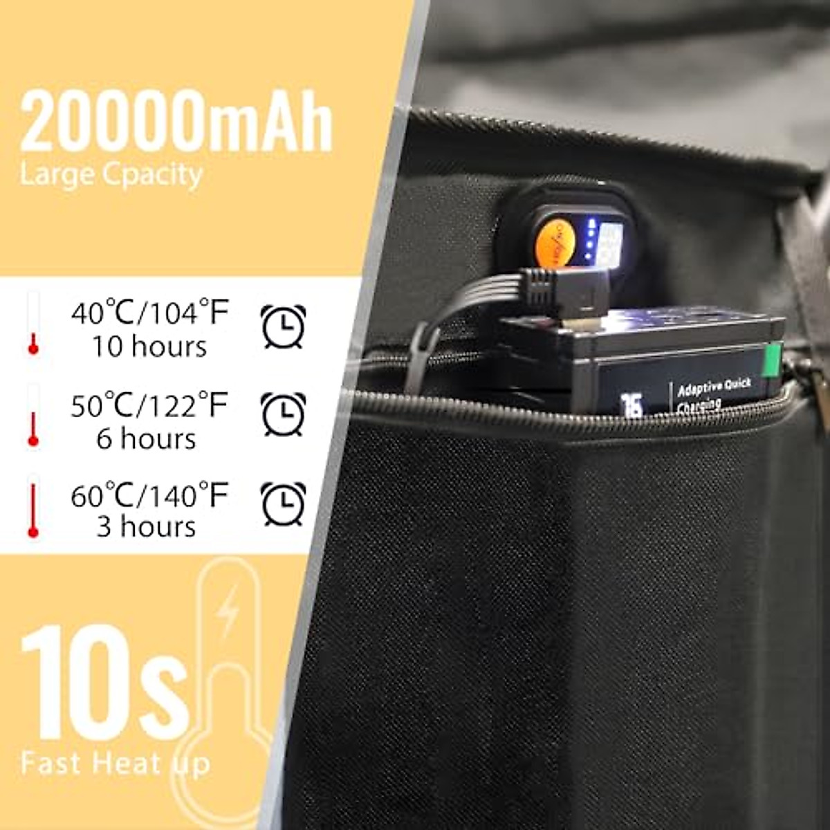 AFANSO Heated Camping Chair, Portable Heated Camp Chair with 20000mAh Battery Pack, Heavy Duty Heated Folding Chair with 3 Heating Levels for Outdoor, Lawn, Ice Fishing, Soccer, Football Chair