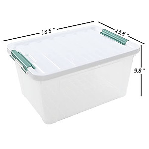 Uumitty 4-Pack 35 Quart Large Plastic Storage Boxes, Clear Storage Latches Bins with Lid
