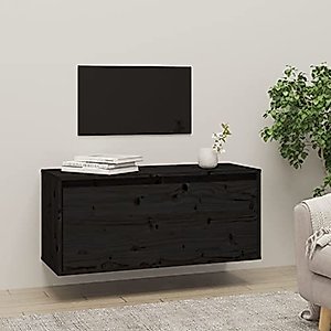 DYRJDJWIDHW Wall Cabinet Bookshelf for Bedroom,Shelves,Wood Bookcase,Suitable for Bedroom, Office, Living Room, Study,Black 31.5"x11.8"x13.8" Solid Wood Pine