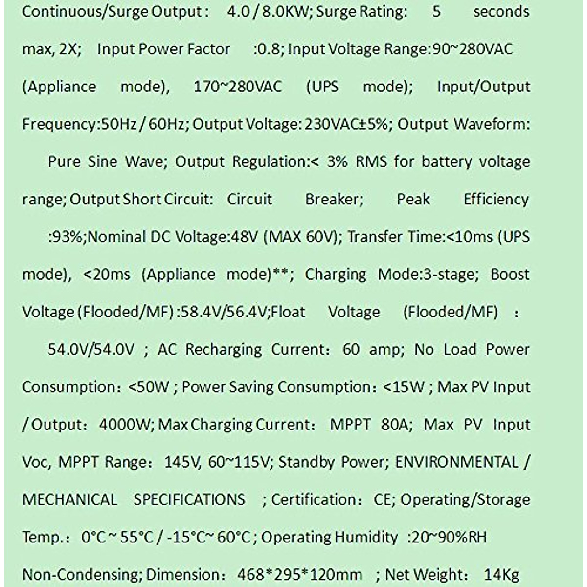 GOWE 16kw Solar inverter system 48v 230v with 80a mppt solar charger battery charger