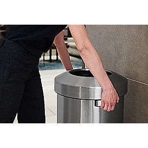 Rubbermaid Commercial Products Refine Decorative Container, 23 Gallon, Round Stainless Steel Trash Can