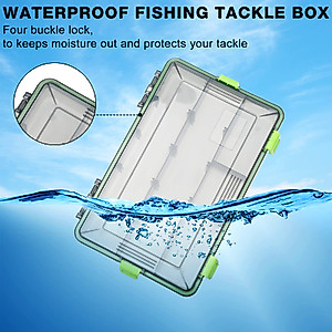 Ramede 6 Pcs Fishing Tackle Boxes Waterproof Airtight Plastic Tackle Box Organizer Transparent Fishing Tackle Storage with Adjustable Dividers for Terminal Tackle Lure Bait Hook(Large)