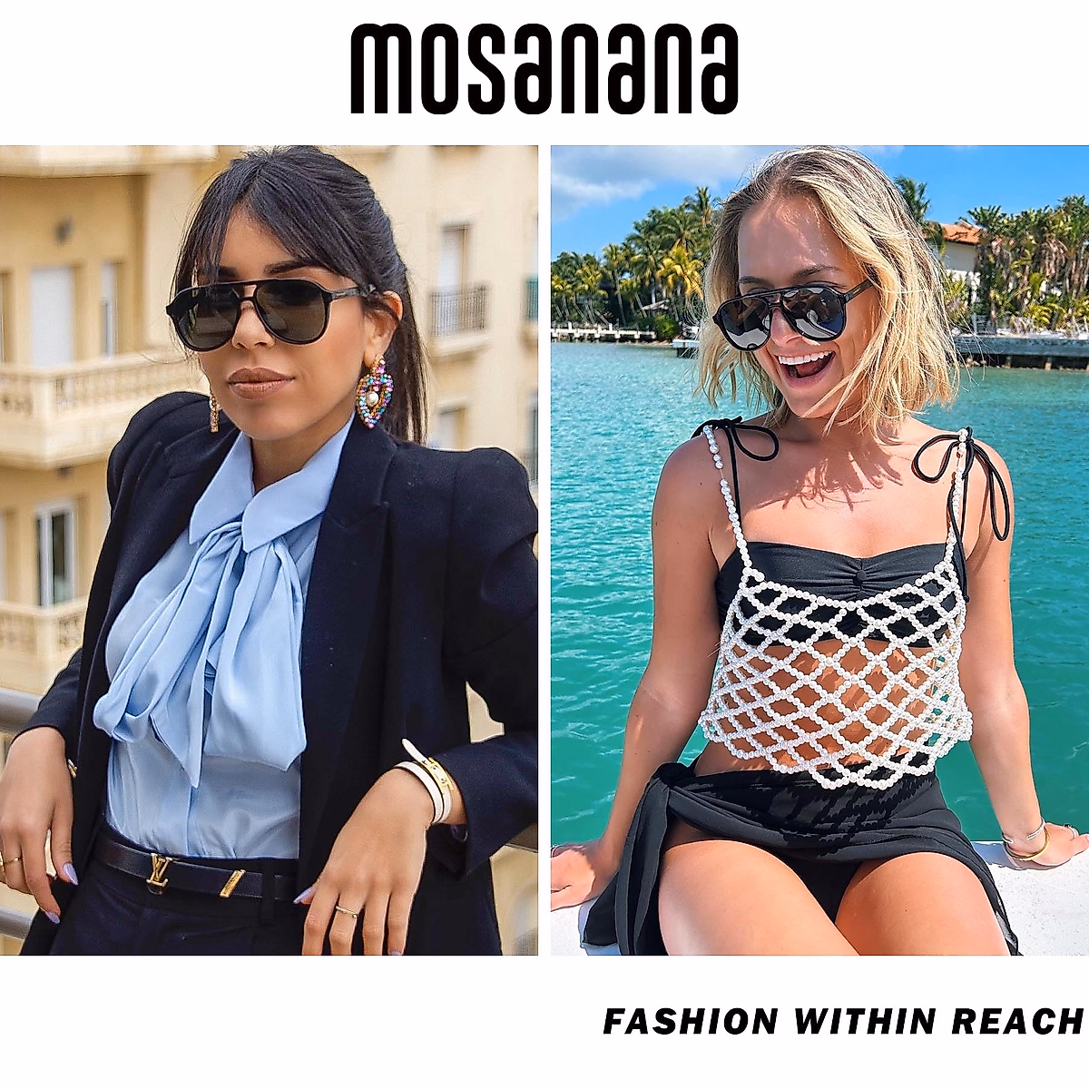 mosanana Aviator Sunglasses for Women Men Black Polarized Trendy Cool Cute Funky Fashion Retro Vintage Stylish Ladies Aesthetic Pilot Baddie Dark Sun Glasses Double Bridge Personalized Shade CHARMER