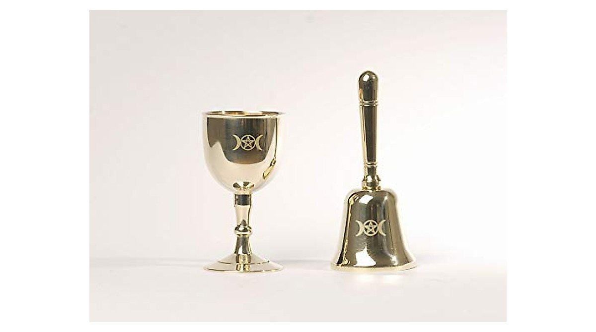 Mini Altar Bell & Chalice Set for Wiccan Rituals | Sacred Spirit