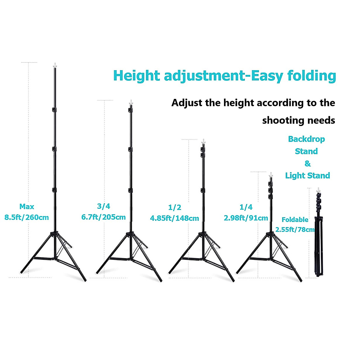 8.5 X 10FT/2.6 X 3M Background Stand Support System Kit with Carrying Case for Clamps and Canvas,for Photo Video Shooting