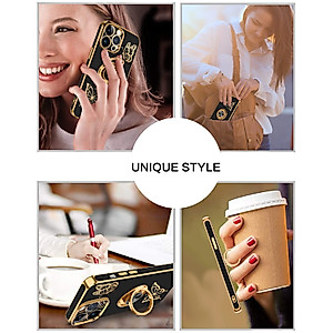 BENTOBEN for iPhone 14 Pro Max Case with Ring Holder, Butterfly Design Women Girl Phone Case Slim Fit Luxury Shockproof Non-Slip Support Car Mount Protective Case for iPhone 14 Pro Max 6.7",Black