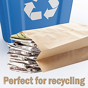 100 Large Paper Grocery Bags, 12x7x17 Kraft Brown Heavy Duty Sack for Recycling