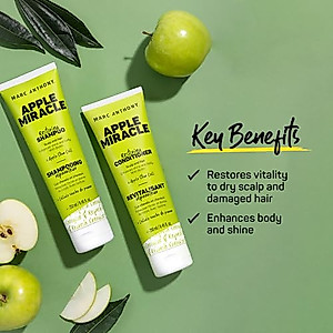 Marc Anthony Shampoo and Conditioner Set, Restoring Apple Miracle - Shine & Volume, Hair Growth, Breakage & Frizz Control - Apple Extract, Biotin, Keratin, & Grapeseed Oil - Dry Scalp & Damaged Hair(Packaging may vary)