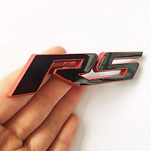 2Pack HUAPX® RED Black RS Emblem Badge,3D OEM Metal Emblem Decals Compatible for Chevrolet Camaro GM Series Chevy Racing Sport (RED Black)