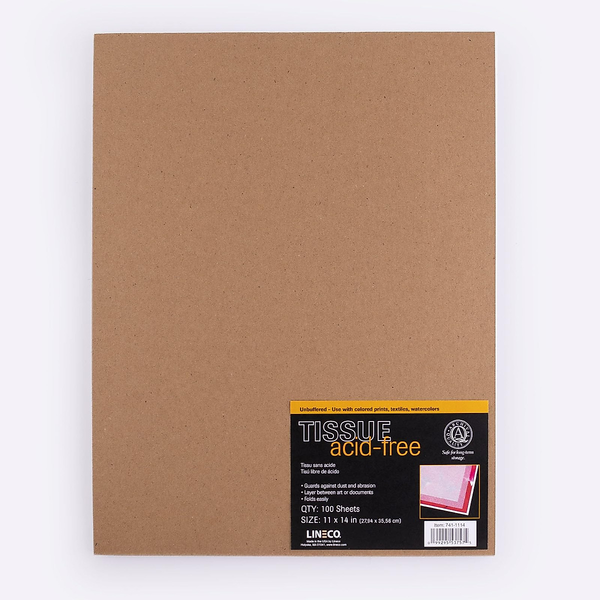 Lineco Unbuffered Acid-Free Interleaving Tissue 11" x14", Archival Tissue Preserves Papers, Photographs, Artwork and Textiles, for Black & White, Color, and Albumen Prints, Pack of 100