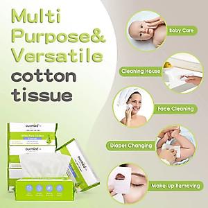 Ultra Soft Baby Dry Wipes - Ourmed Life 100% Cotton Tissues | Unscented Lint Free | Disposable Facial Towel for Sensitive Skin | 600 Count