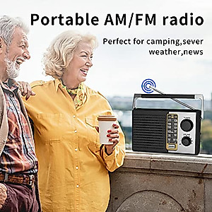 Yewrich AM FM Radio with Best Reception, Portable Battery Operated Transistor Radios, Headphone Jack, AC Powered, Suit for Senior and Home, Black