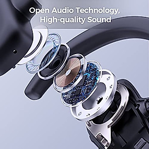 MSTHOO Open Ear Headphones with Mic, Wireless Bluetooth 5.3 Earbuds Reducing Hearing Loss, Wireless Charging, IPX7 Waterproof, 45H Playtime Sports Ear Buds for Running, Cycling, Workout with Earhooks