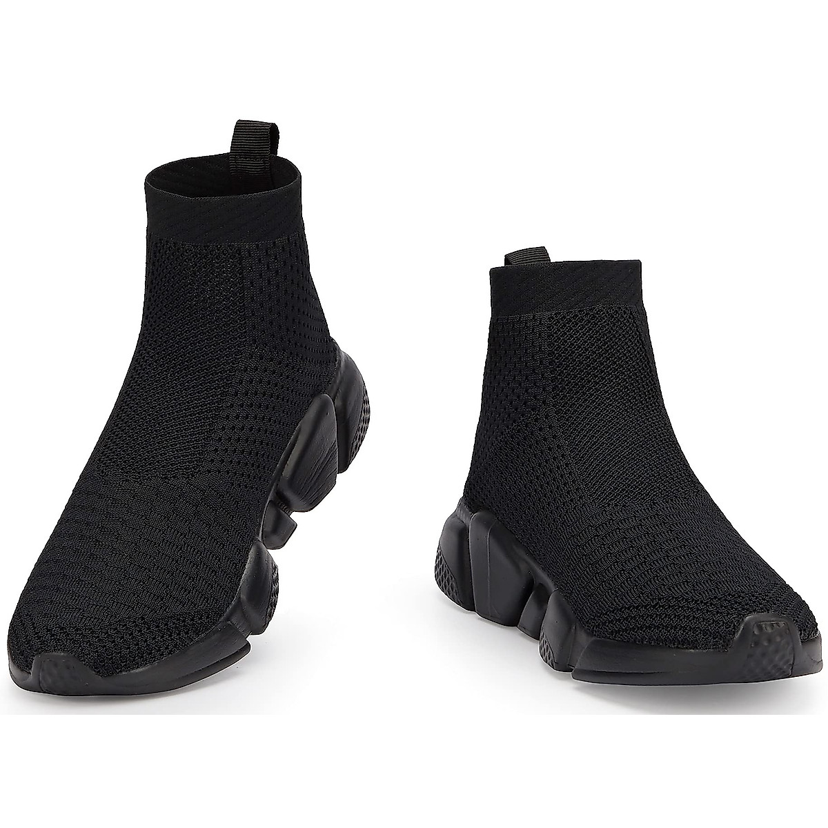 Santiro Walking Shoes for Men Lightweight High Top Sneakers Breathable Knit Socks Athletic Running Shoes Fashion Gym Sports Shoes All Black 11 US