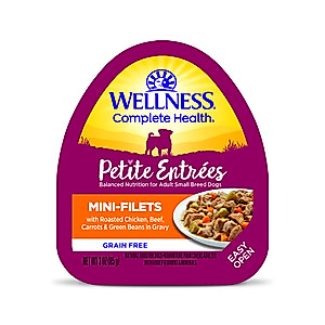 Wellness Petite Entrées Mini-Filets with Roasted Chicken, Beef, Carrots & Green Beans in Gravy, 3-Ounce Cup (Pack of 12)