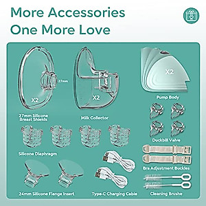 MomMed Double Wearable Breast Pump, Hands-Free Electric Breast Pump with 3 Mode 12 Levels, Leak-Proof Design & Low Noise, 27mm All-in-One Painless Breastfeeding Breast Pump, Extra 24mm Flange Inserts