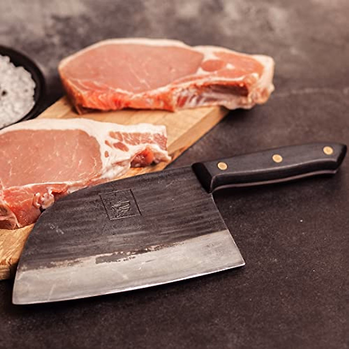 COOLINA PROMAJA Cleaver Knife for Meat Cutting & Vegetable | Carbon Steel Sharp Chef Knife for Kitchen or Outdoor Cooking | Best for Chopping, Slicing, Cutting