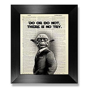 Star Wars Poster, Do or Do Not, There is No Try, Funny Inspirational Wall Art Husband Woman Teenage Girl Boy Bathroom Office Wall Decor, Yoda Quote Poster, Motivational Graduation Gift Him Her