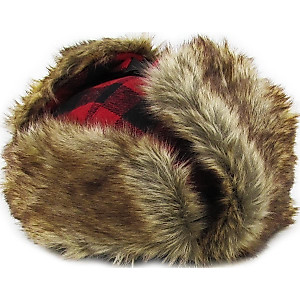 KBW-604 RED-BLK Lumberjack Plaid Aviator Trapper Hat Trooper Ear Flaps Ushanka Eskimo Russian Cold (One Size, Red Black)…